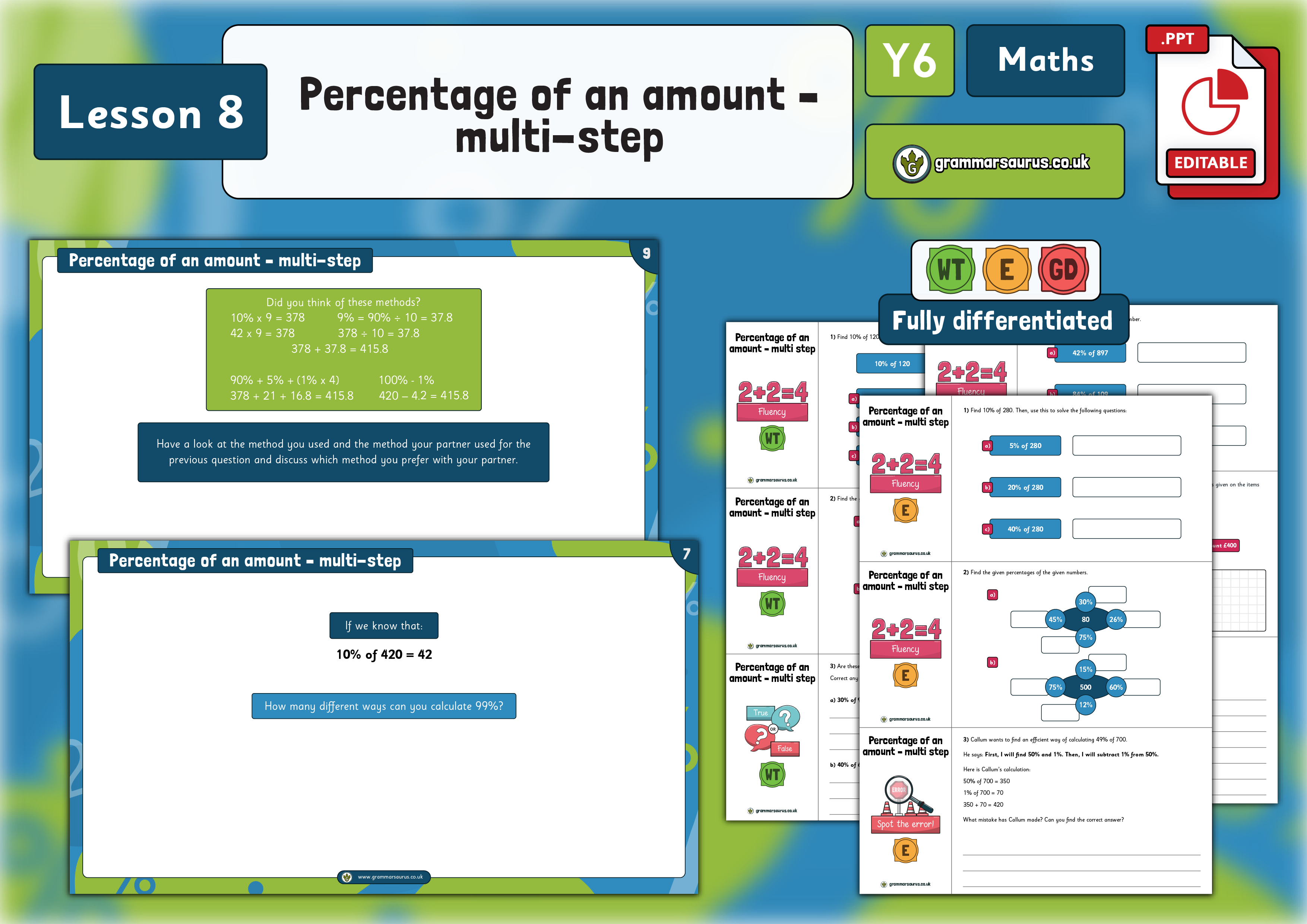 Year 6 Fractions, Decimals and Percentages – Percentage of an amount ...