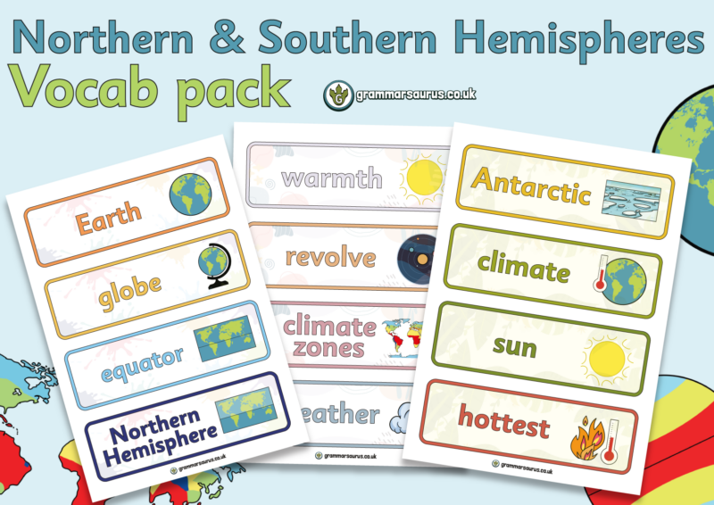 Geography – Northern & Southern Hemispheres – Vocab Pack - Grammarsaurus