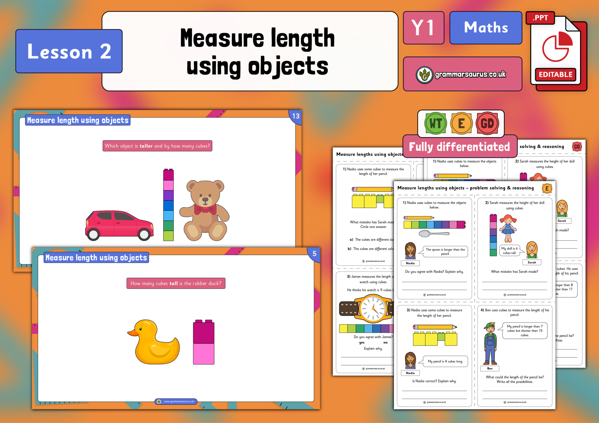 Year 1 Length and Height - Measure length using objects - Lesson 2 ...