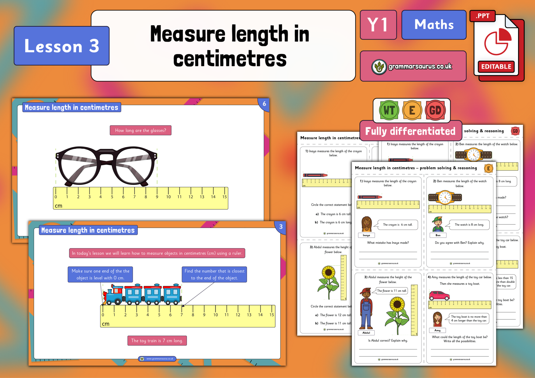 Year 1 Length and Height - Measure length in centimetres - Lesson 3 ...