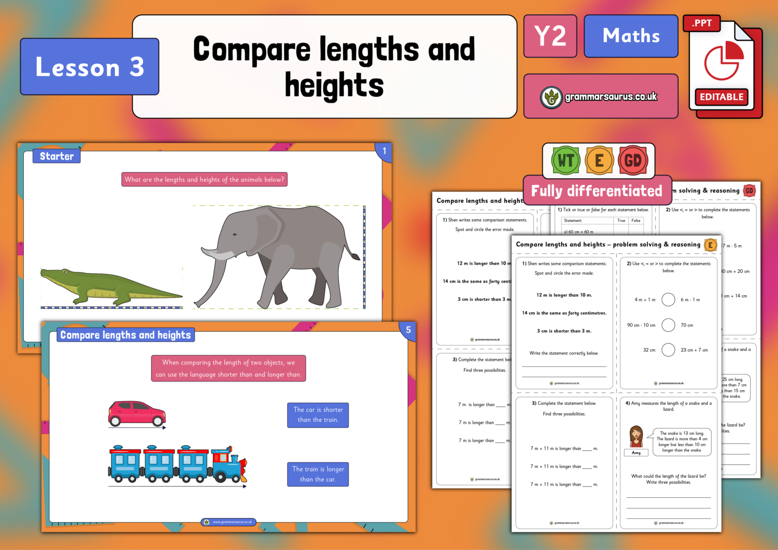 Year 2 Length and Height - Compare lengths and heights - Lesson 3 ...