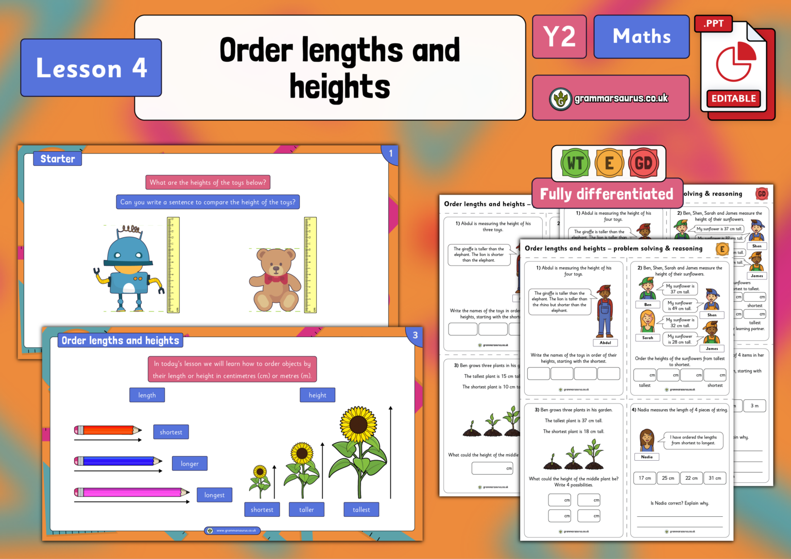Year 2 Length and Height - Order lengths and heights - Lesson 4 ...
