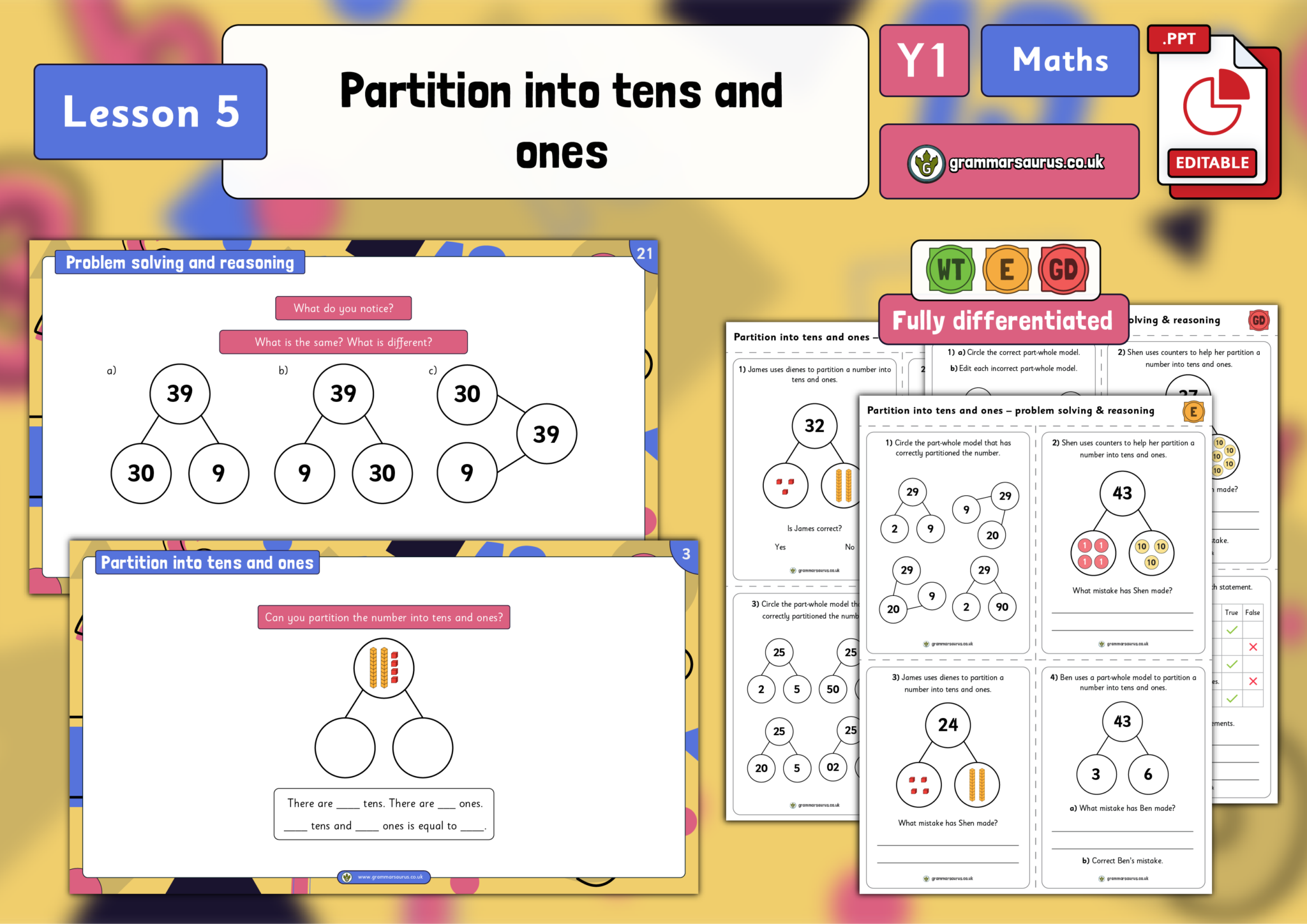 Year 1 Place Value (within 50) - Partition into tens and ones - Lesson ...