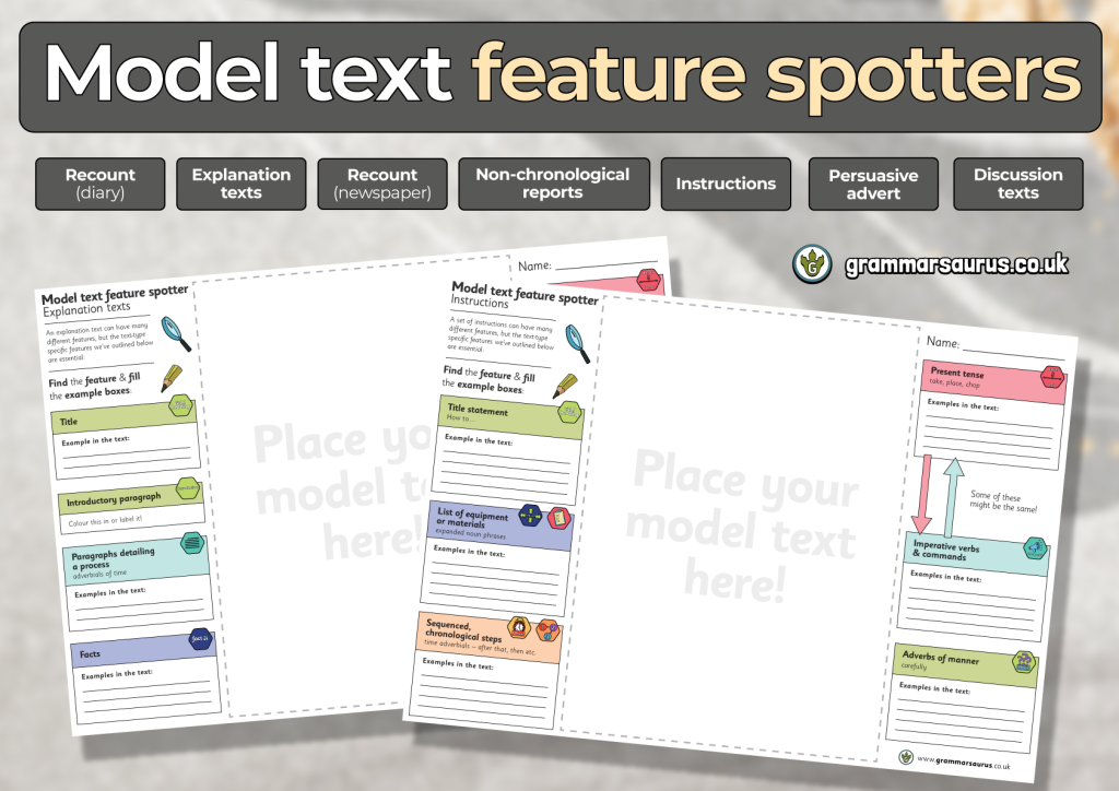 Model text feature spotters - Grammarsaurus