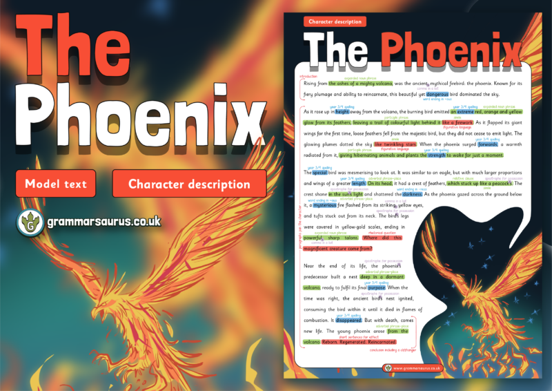 Year 3 Model Text - Character description - The Phoenix - Grammarsaurus