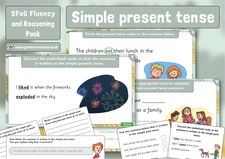 SPaG Fluency & Reasoning Pack - Simple Present Tense - Grammarsaurus