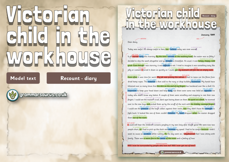 Year 3 Model Text – Diary entry - Victorian child in the workhouse ...