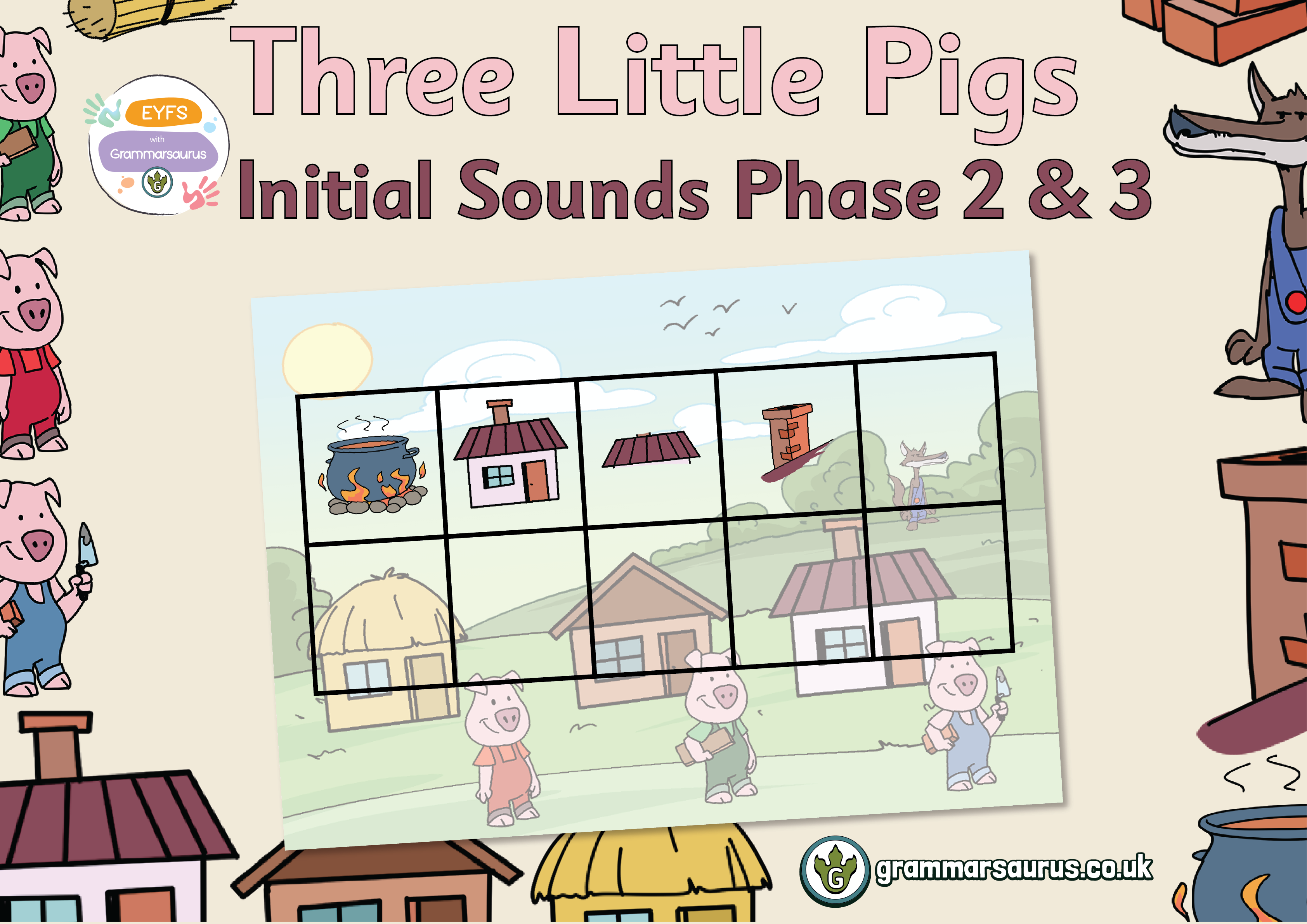 EYFS Three Little Pigs – Initial Sounds Phase 2 & 3 - Grammarsaurus