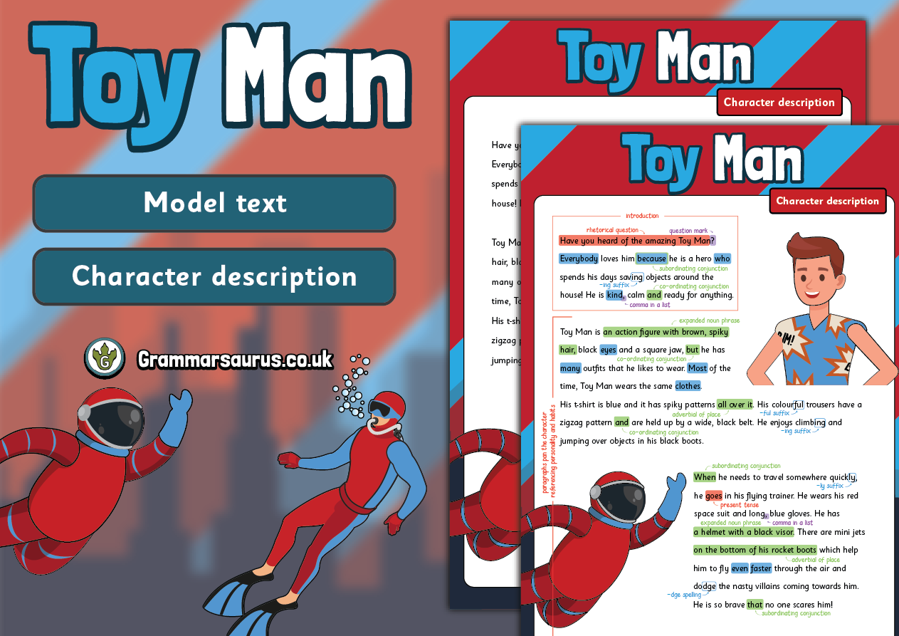 Year 2 Model Text - Character description - Toy Man - Grammarsaurus