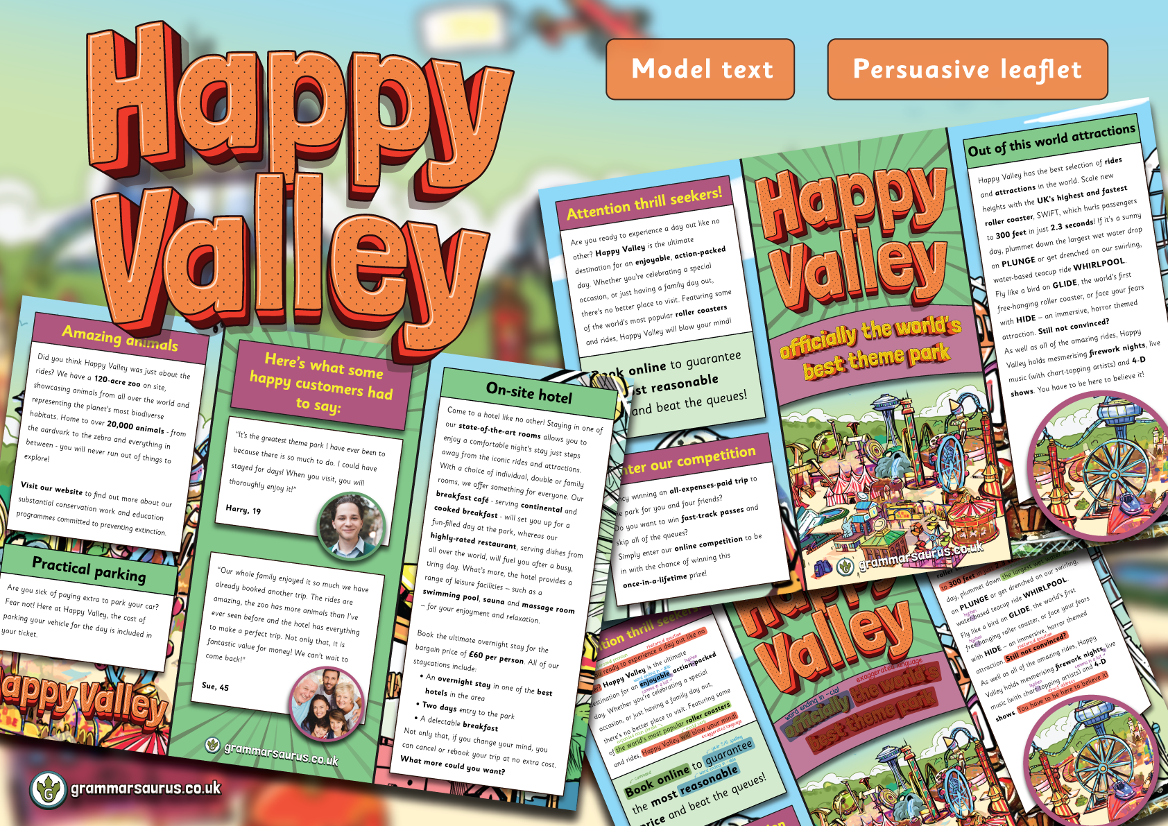 Year 5 Model Text - Persuasive leaflet – Happy Valley - Grammarsaurus