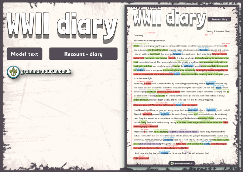 Year 6 Model Text – Diary entry – WW2 Diary - Grammarsaurus