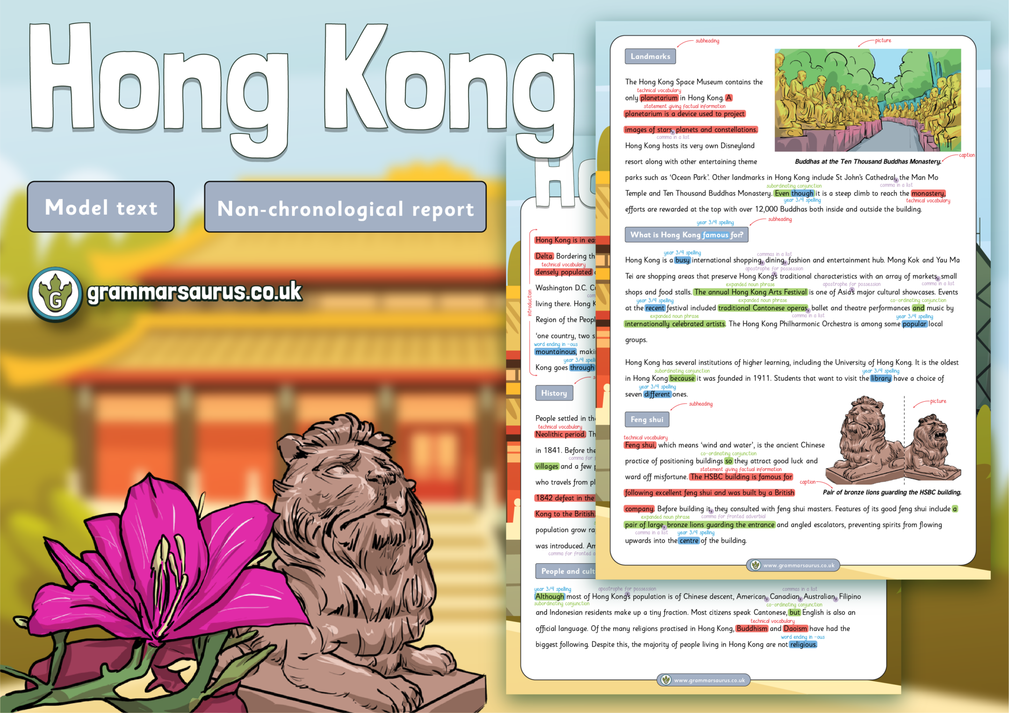 Year 4 Model Text - Non-chronological report - Hong Kong - Grammarsaurus