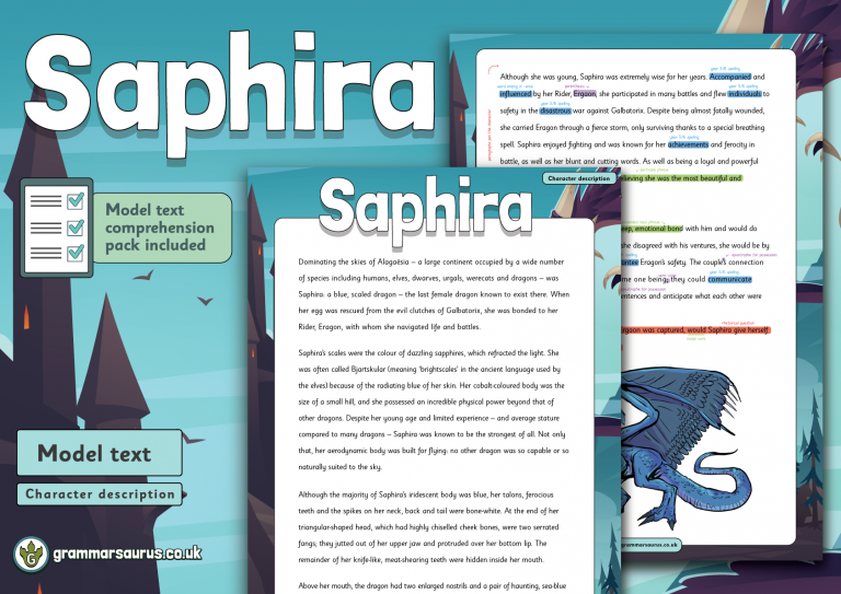 Year 6 Model Text - Character description - Saphira - Grammarsaurus