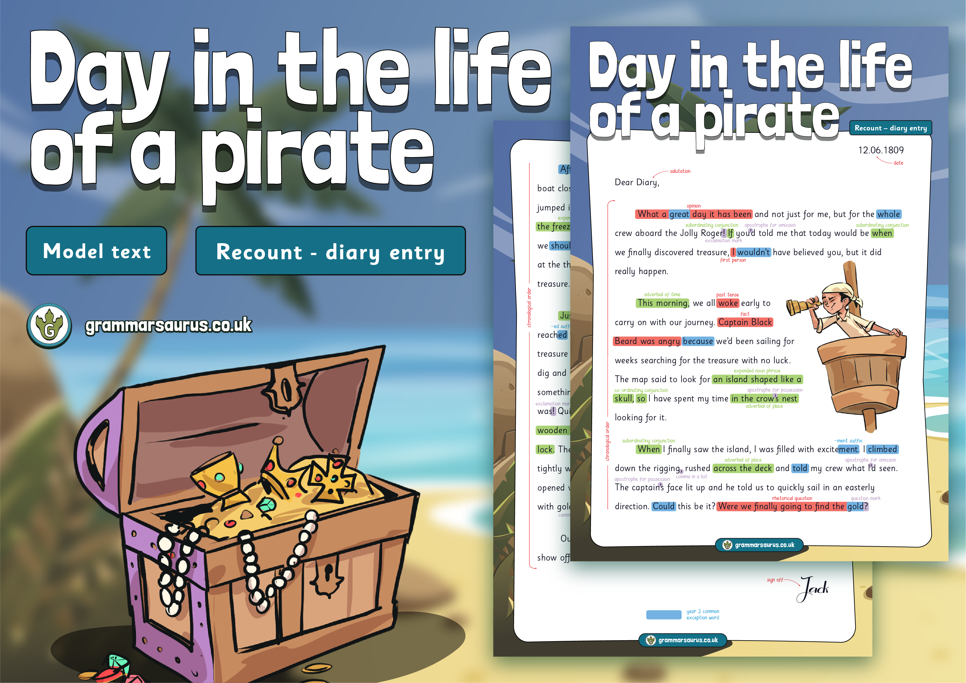 Year 2 Model Text - Diary entry - Day in the life of a pirate ...