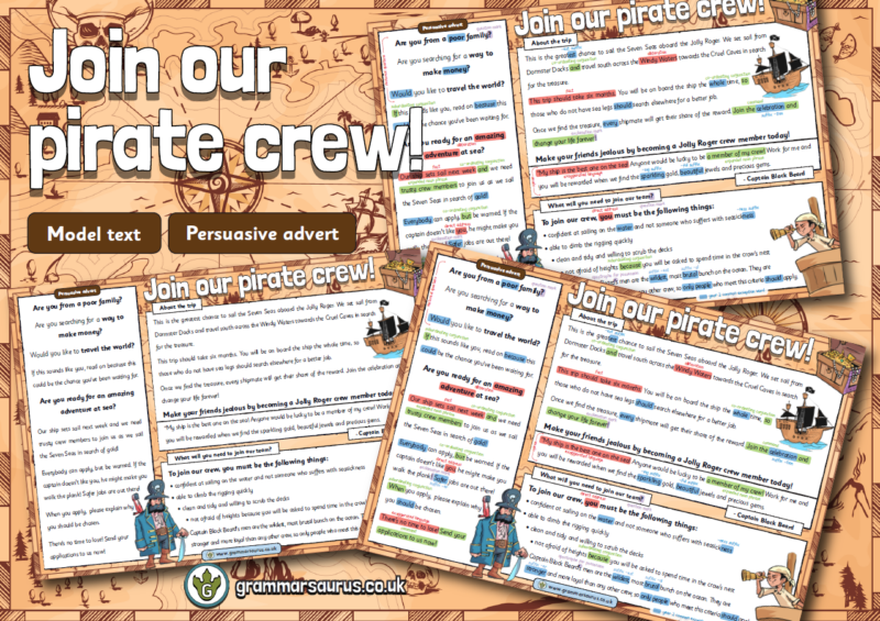 Year 2 Model Text – Persuasive advert - Join our pirate crew! ( gbsct ...