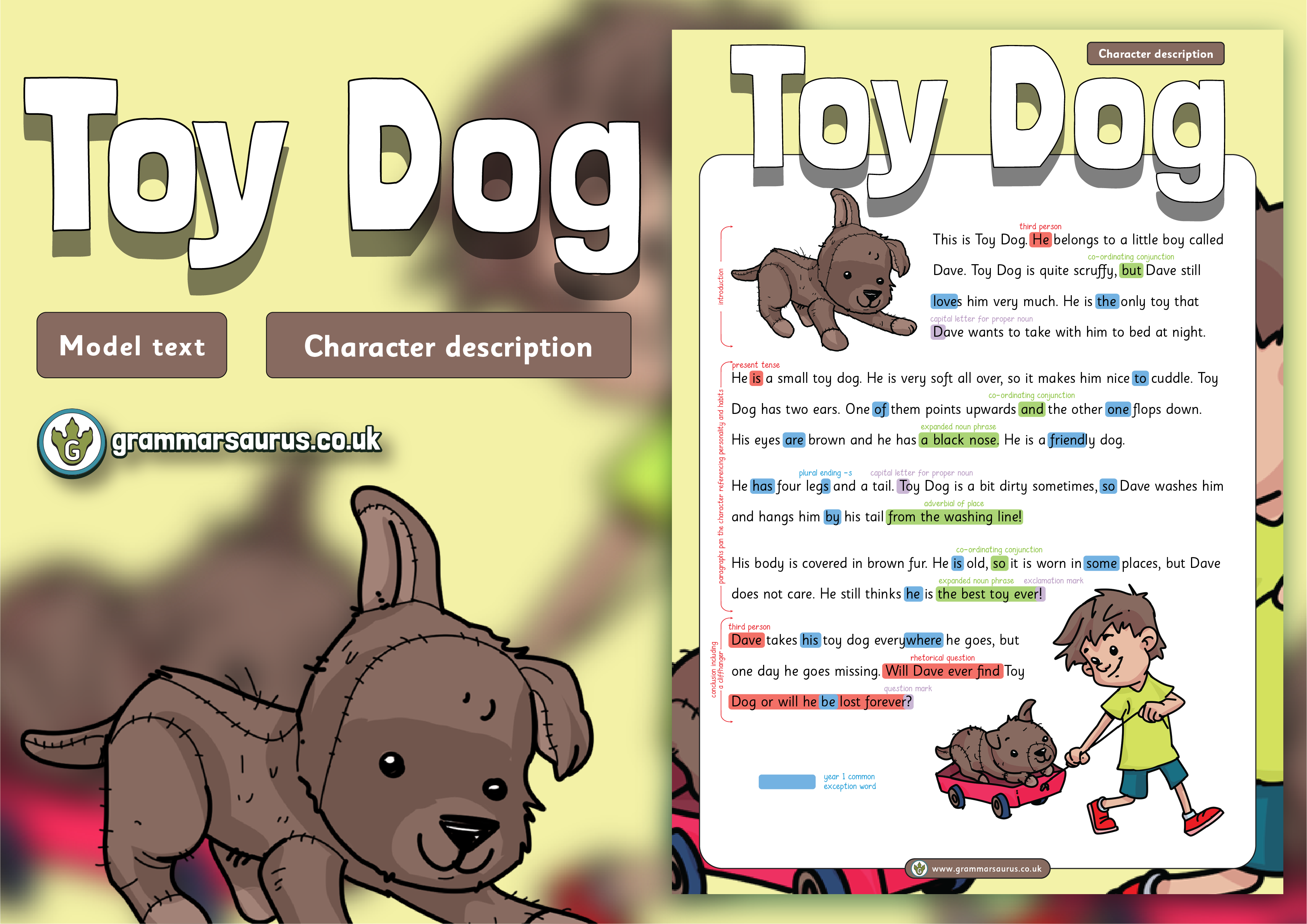 Year 1 Model Text - Character description - Toy Dog - Grammarsaurus