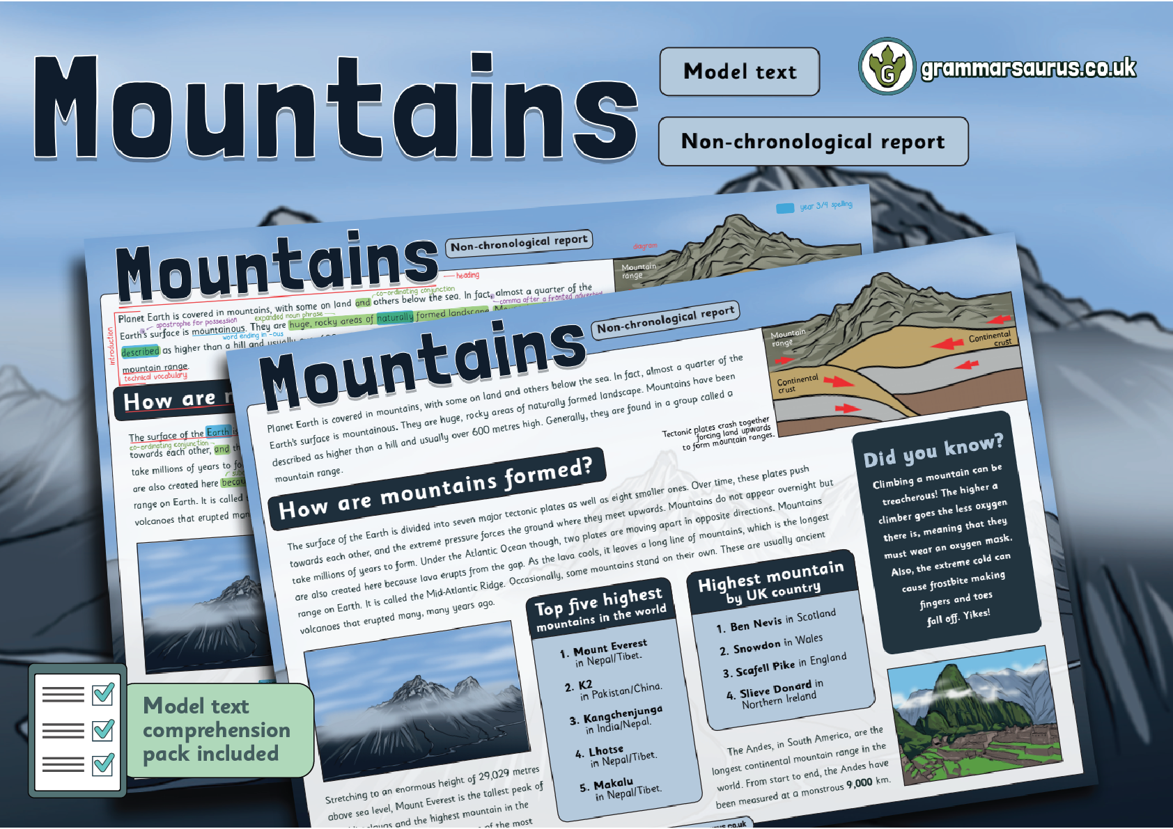 Year 4 Model Text – Non-chronological report – Mountains ( gbsct P4 ...