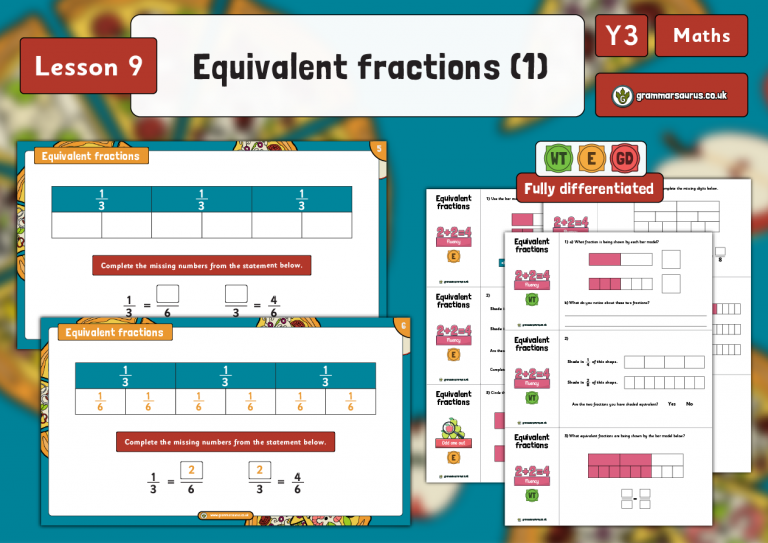 Year 3 Fractions – Equivalent Fractions (1) – Lesson 9 - Grammarsaurus