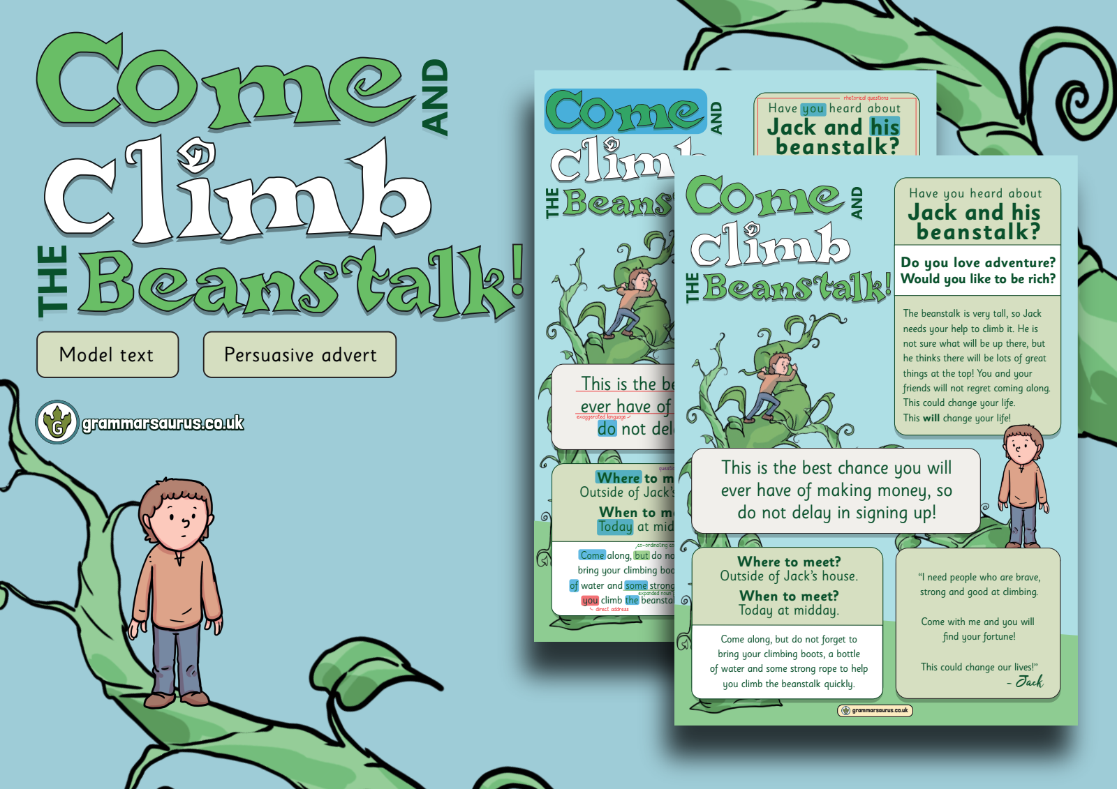 Year 1 Model Text – Persuasive advert – Come and climb The Beanstalk ...