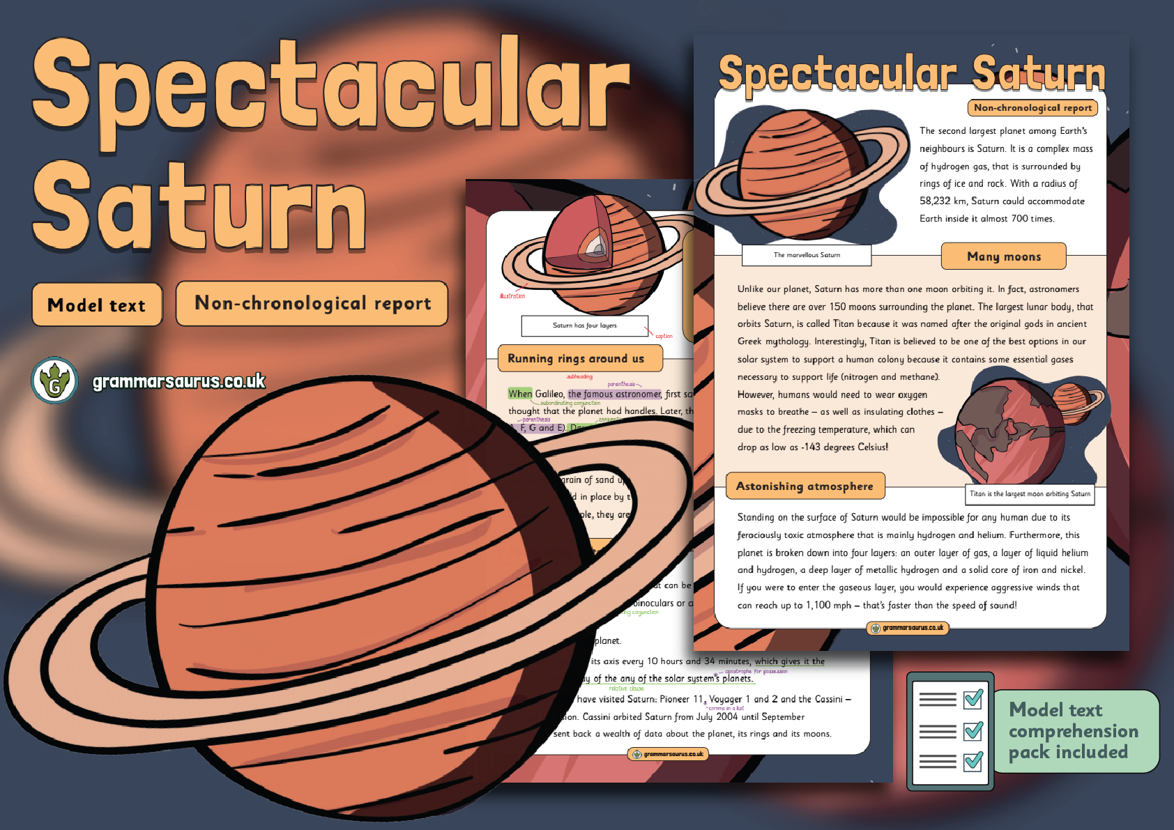 Year 5 Model Text – Non-chronological report – Spectacular Saturn ...