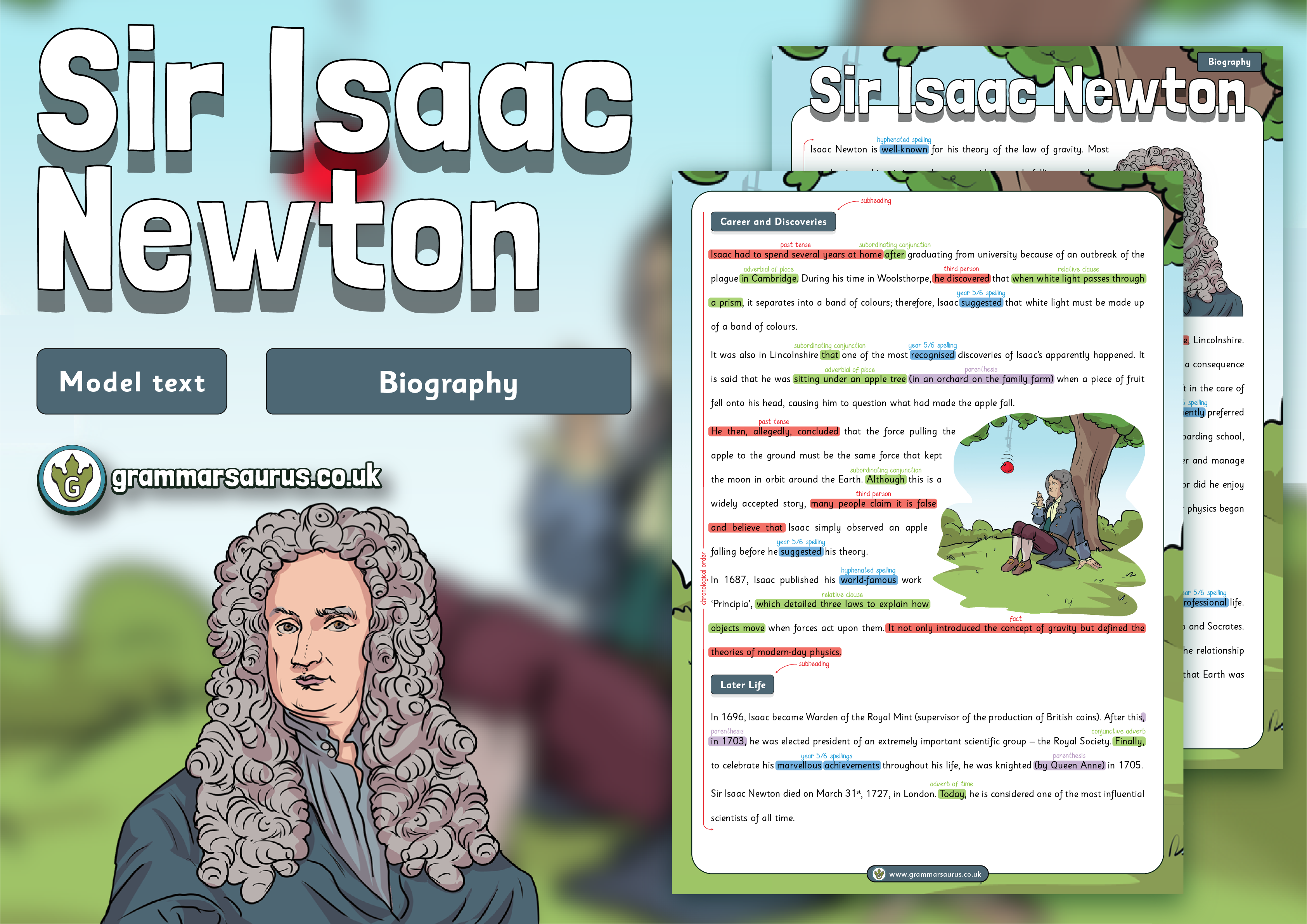 Year 5 Model Text - Biography - Isaac Newton - Grammarsaurus