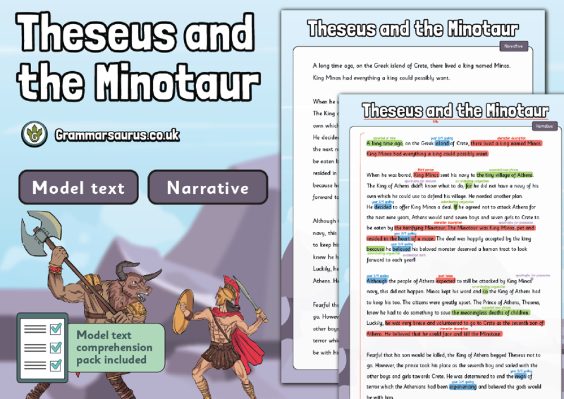 Year 3 Model Text - Narrative - Theseus and the Minotaur - Grammarsaurus