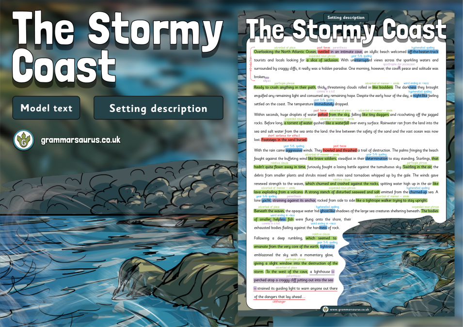 Year 5 Model Text – Setting description – Stormy coast ( gbsct P5 ...