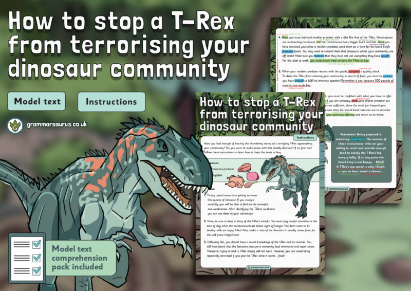 Year 3 Model Text – Instructions – How to stop a T-Rex from terrorising ...