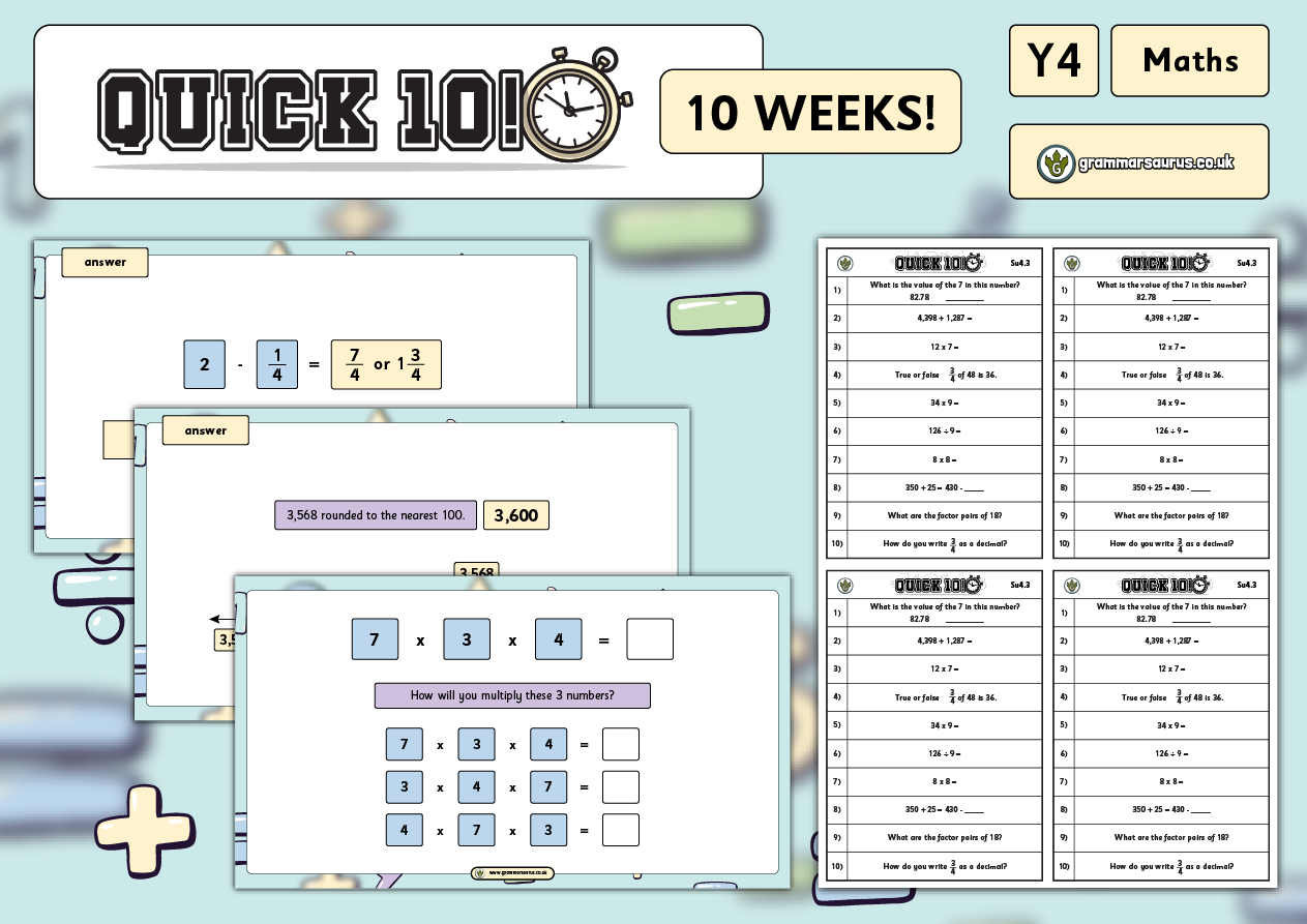 Year 4 Summer – Quick 10 - Grammarsaurus