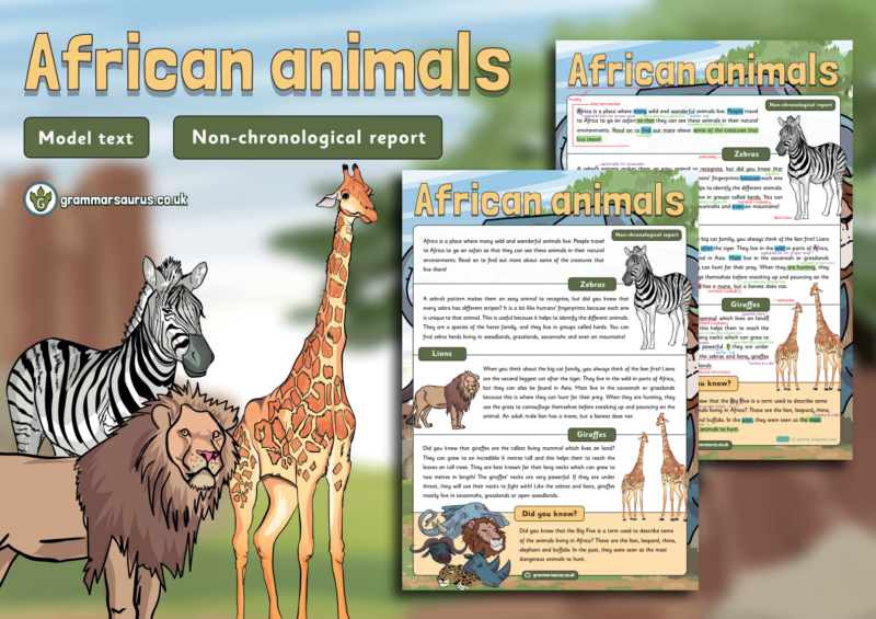 Year 2 Model Text - Non-chronological report – African animals ...