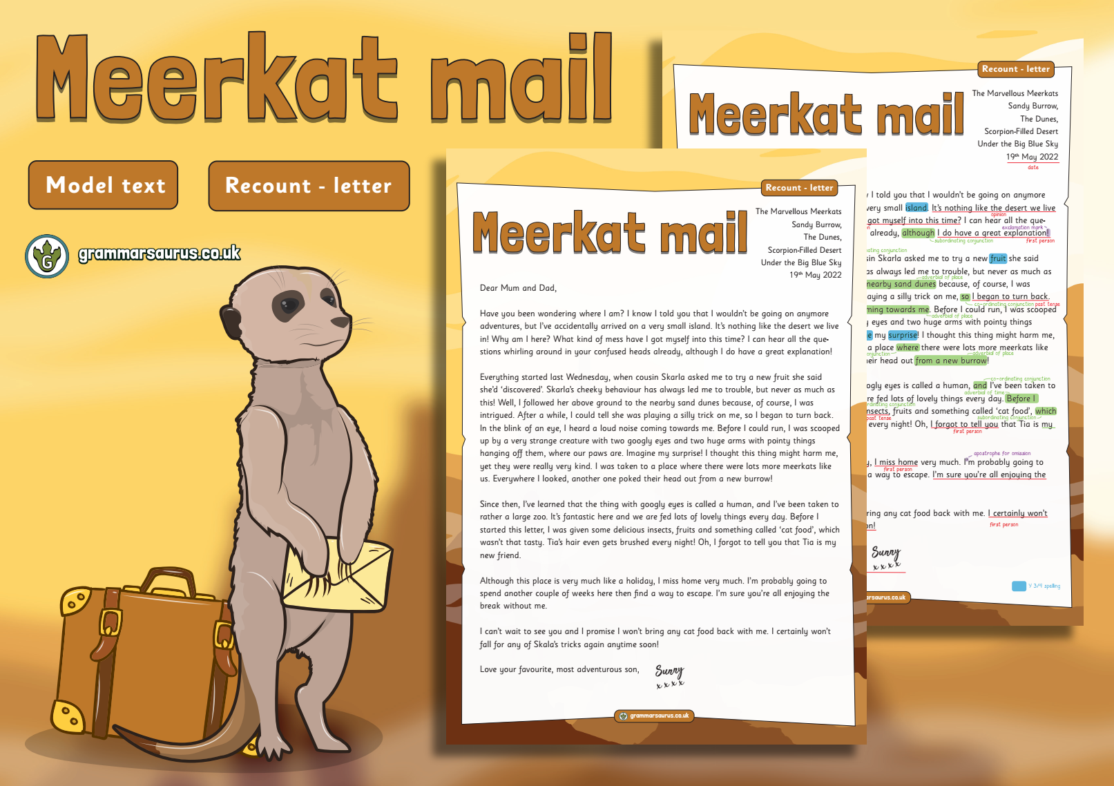 Year 3 Model Text - Recount - Letter – Meerkat Mail ( gbsct P3 , Grade ...