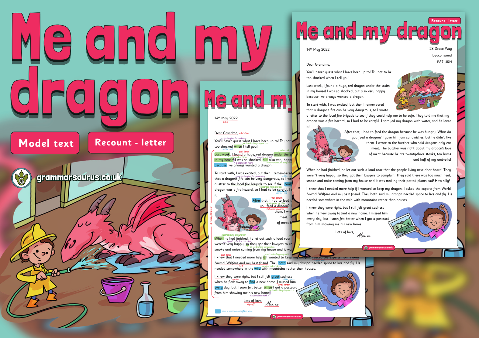 Year 2 Model Text - Recount - Letter – Me and my dragon - Grammarsaurus