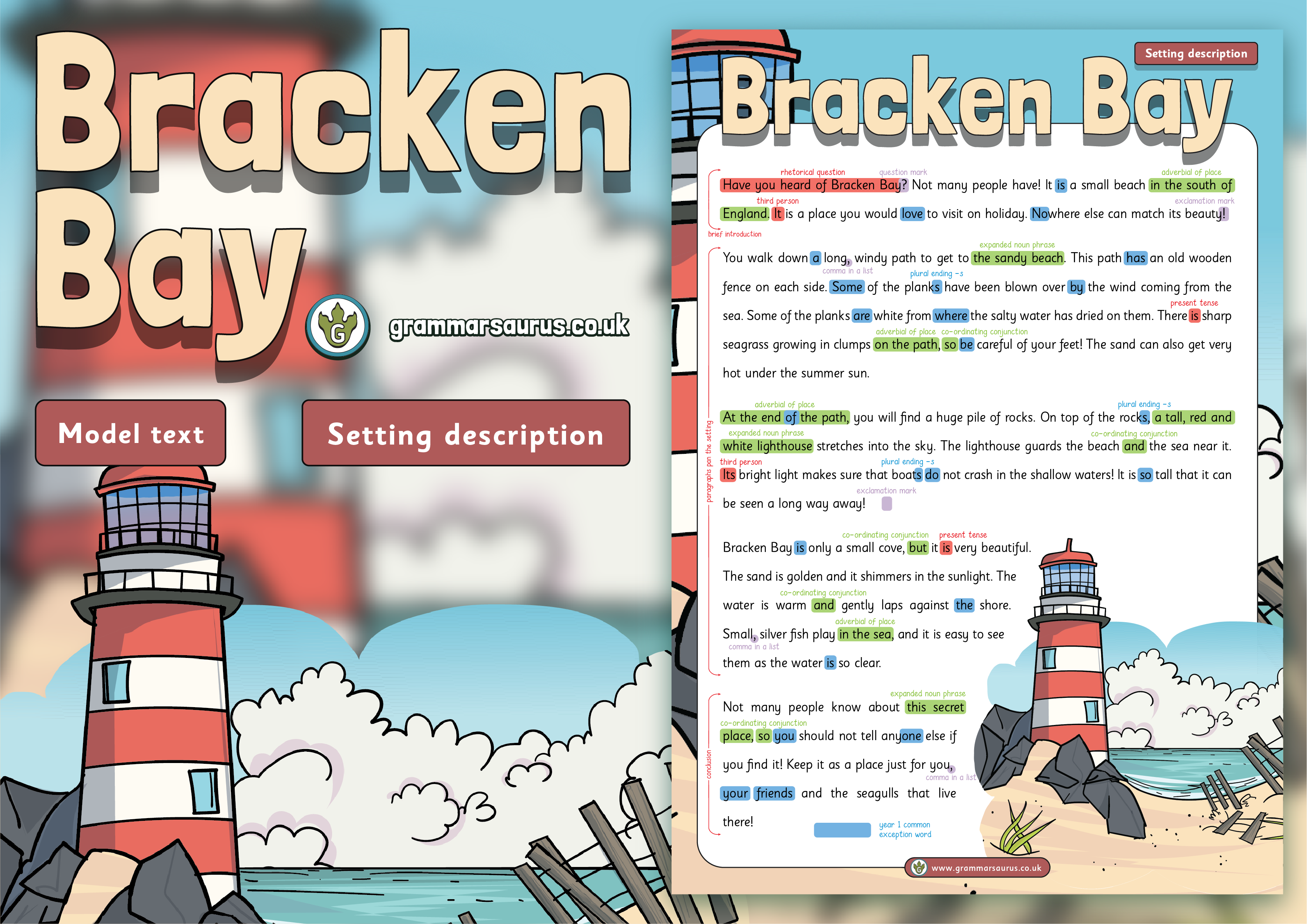 Year 1 Model Text - Setting description – Bracken Bay - Grammarsaurus