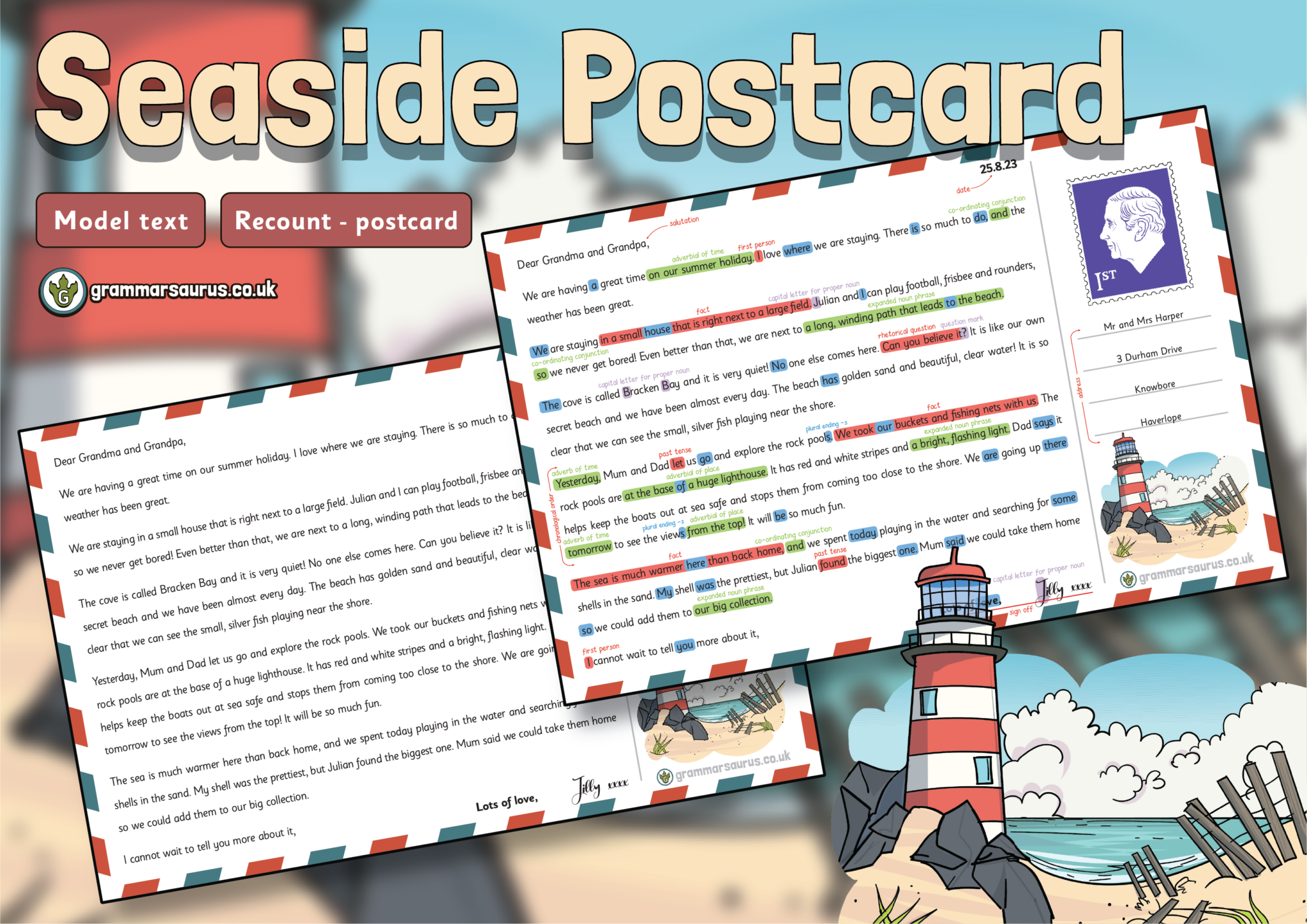 Year 1 Model Text – Recount – Postcard – Seaside Postcard( gbsct P1 ...
