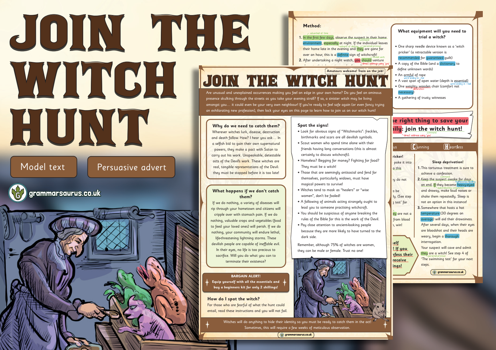 Year 6 Model Text – Persuasive advert – Join the witch hunt - Grammarsaurus