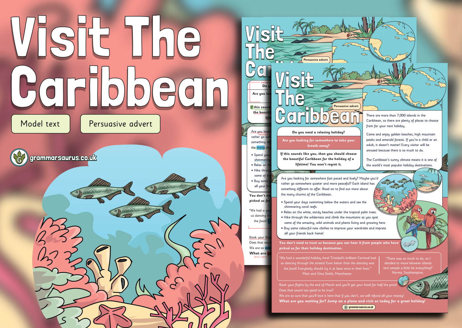 Year 2 Model Text – Persuasive advert – Visit the Caribbean - Grammarsaurus