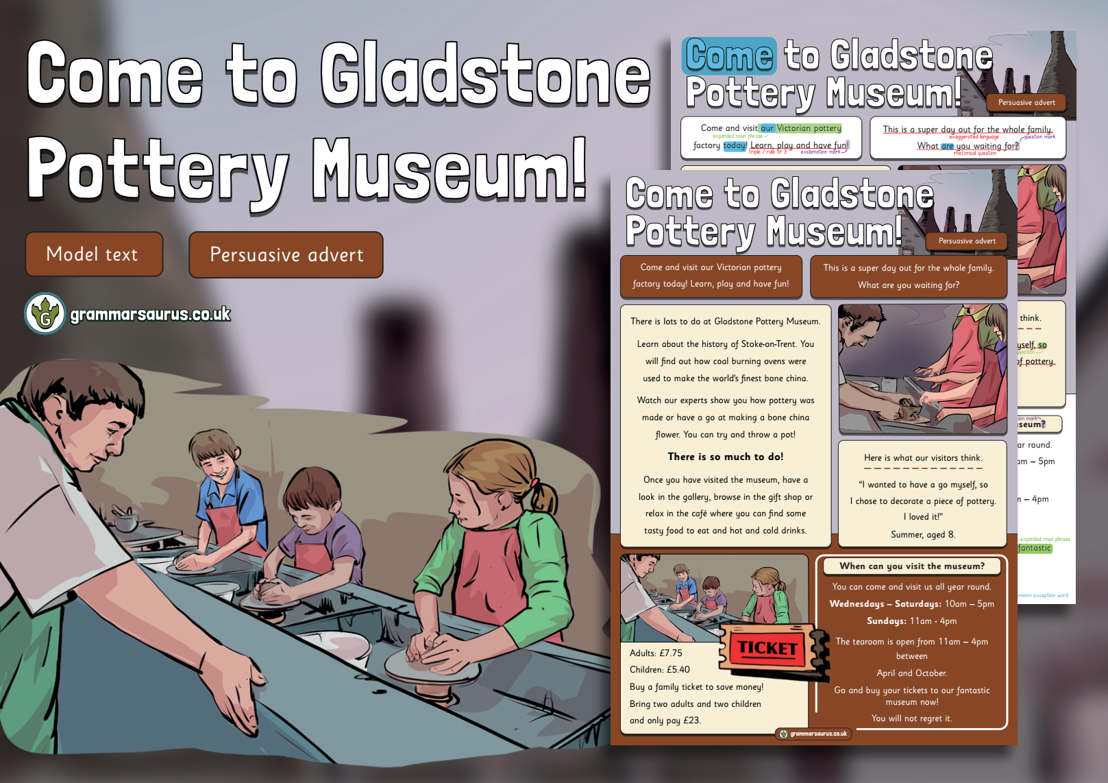 Year 1 Model Text - Persuasive advert - Come to Gladstone Pottery ...