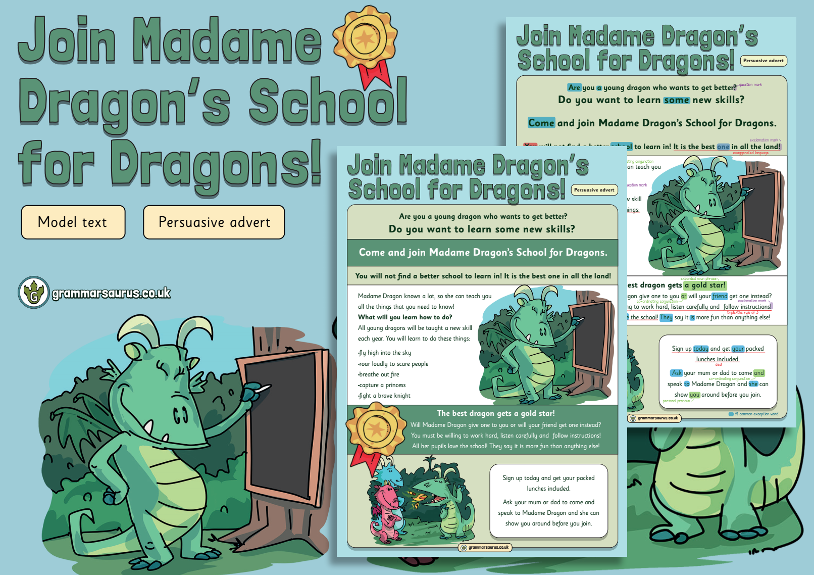 Year 1 Model Text - Persuasive advert – Join Madame Dragon’s school for ...