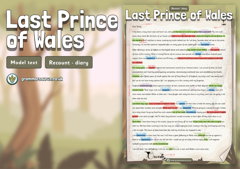 Year 6 Model Text - Diary entry - Last Prince of Wales - Grammarsaurus