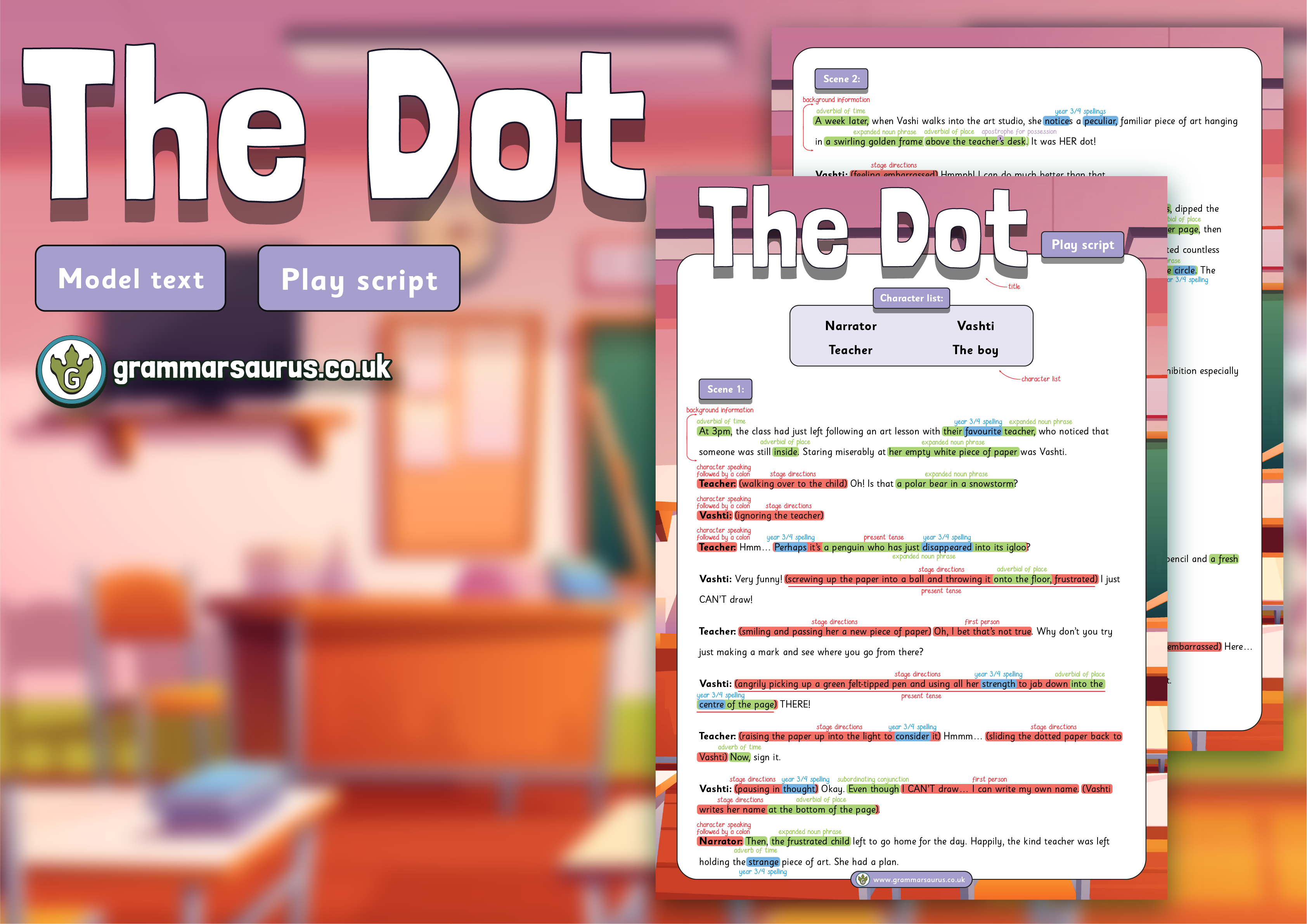 Year 3 Model Text - Playscript – The Dot - Grammarsaurus