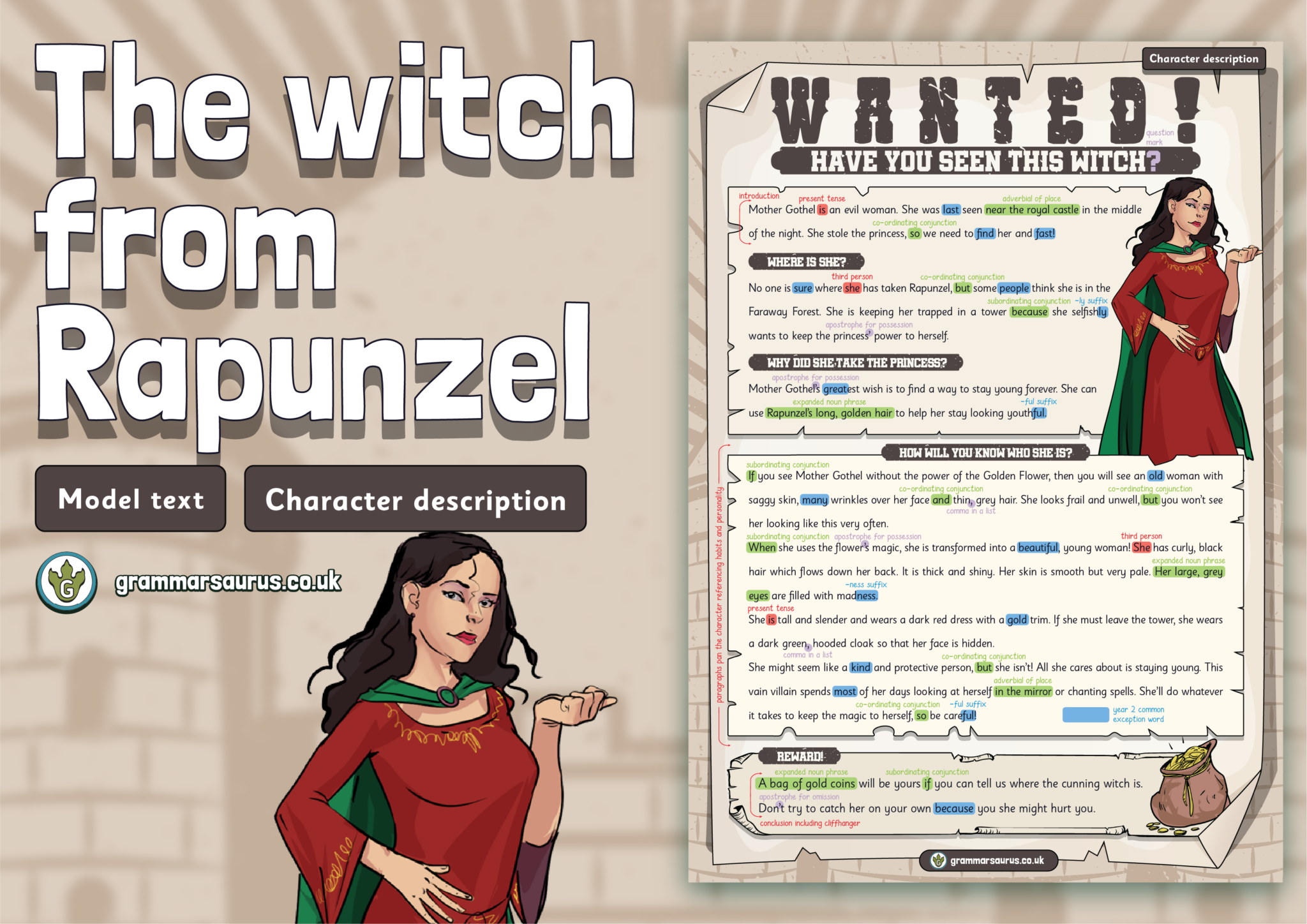 Year 2 Model Text – Character description – Witch from Rapunzel ...