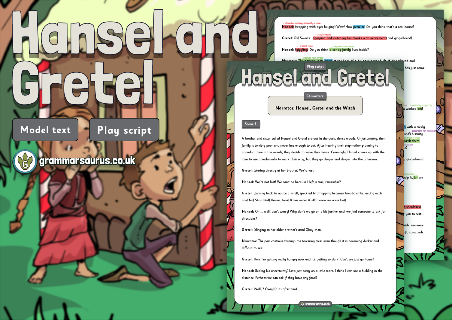 Year 3 Model Text – Play script – Hansel and Gretel - Grammarsaurus