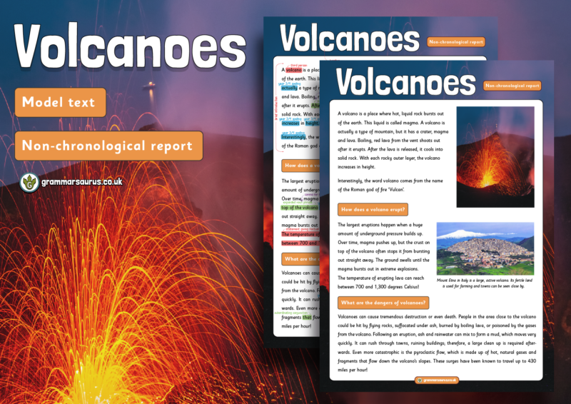 Year 4 Model Text – Non-chronological Report – Volcanoes - Grammarsaurus