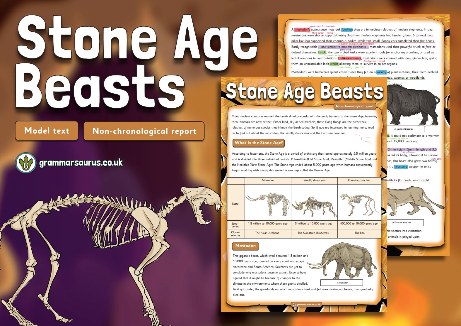 Year 6 Model Text – Non-chronological report – Stone Age beasts ...