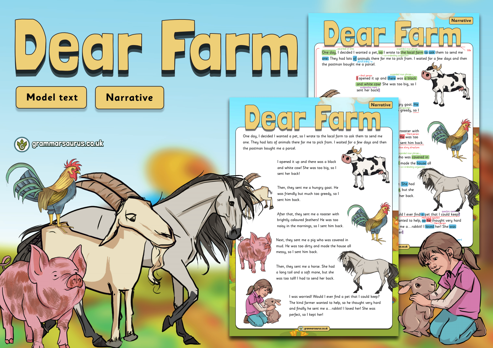 Year 1 Model Text – Narrative – Dear Farm - Grammarsaurus