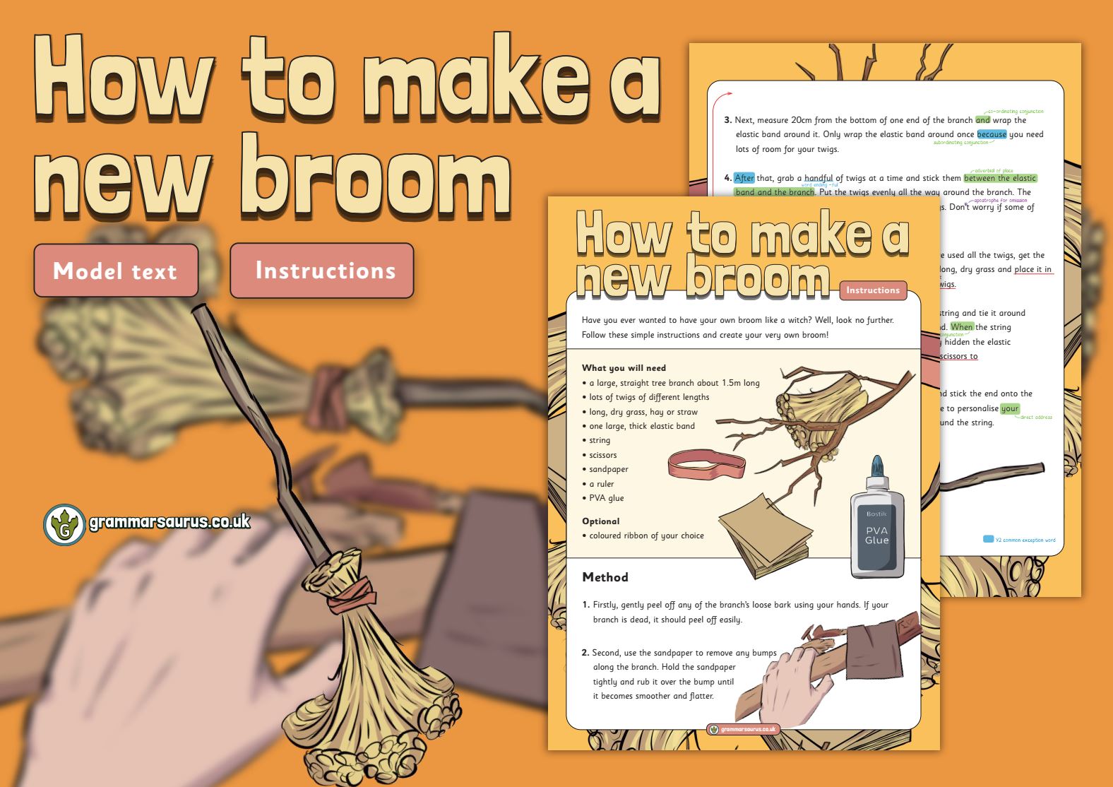 Year 2 Model Text - Instructions- How to make a new broom - Grammarsaurus
