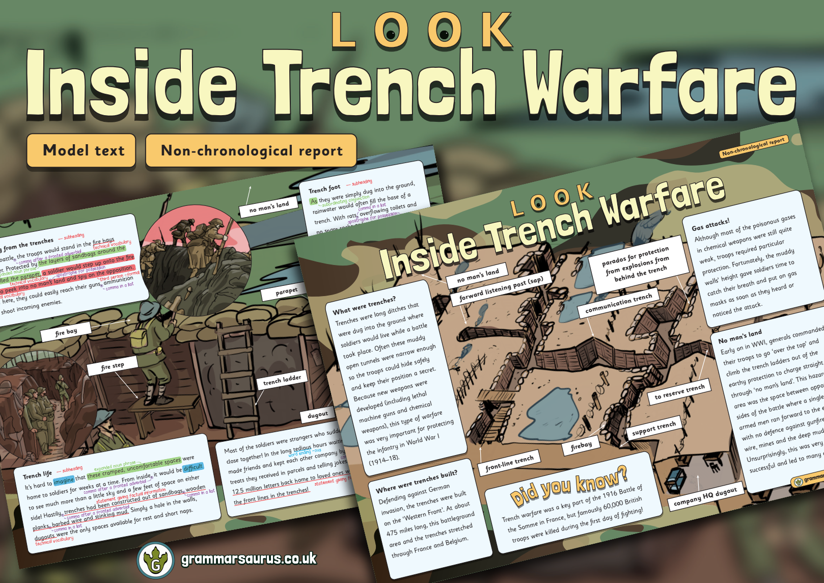 Year 4 Model Text – Non-chronological report – Look inside Trench ...