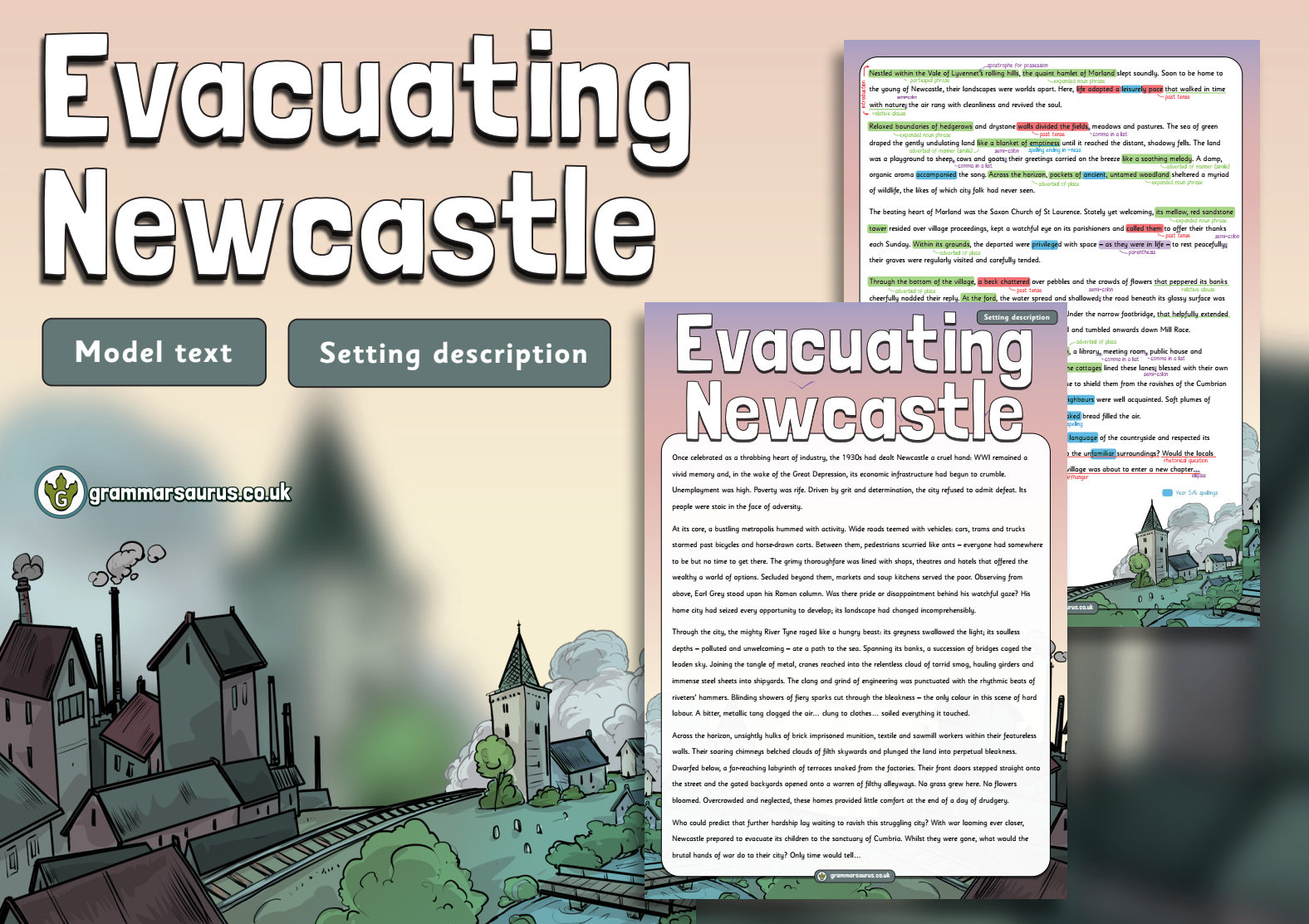 Year 6 Model Text Setting Description Evacuating Newcastle Grammarsaurus