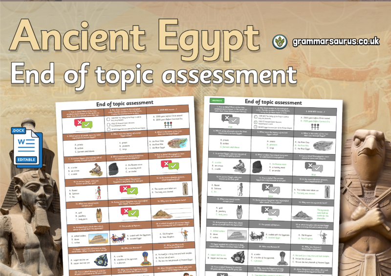 Year 3 History – Ancient Egypt – End of topic assessment - Grammarsaurus