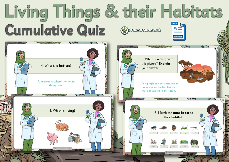 Year 2 Living Things and their Habitats - Grammarsaurus